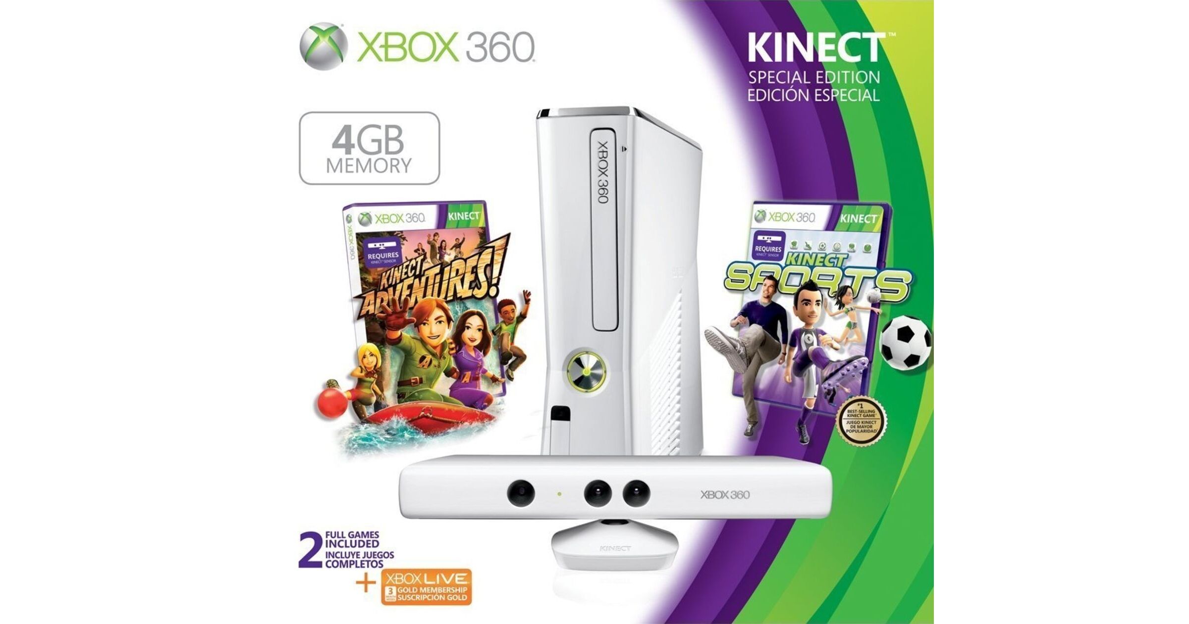 Xbox 360 Console (4GB HD) with Kinect Sensor (White)